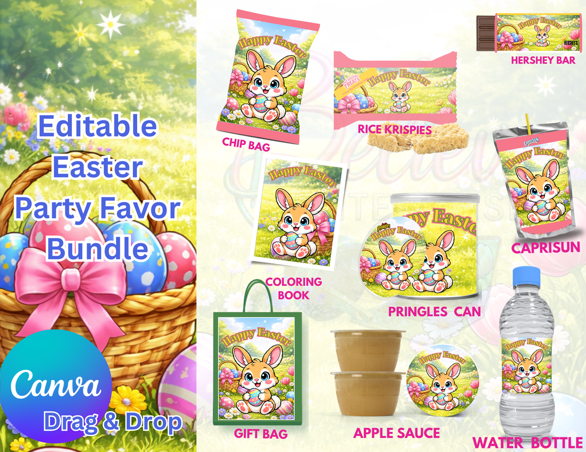 The Ultimate Easter Bunny Party Favor & Activity Bundle | Editable Can ...